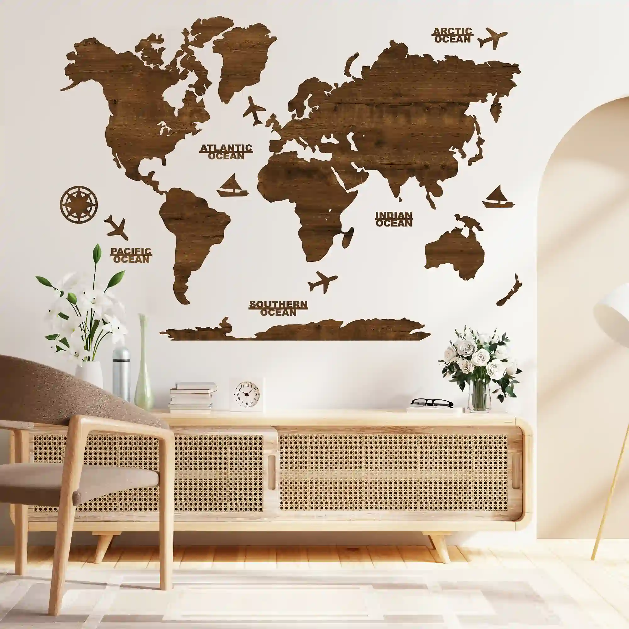 3D Wooden World Map Wall Decor - Rawdius